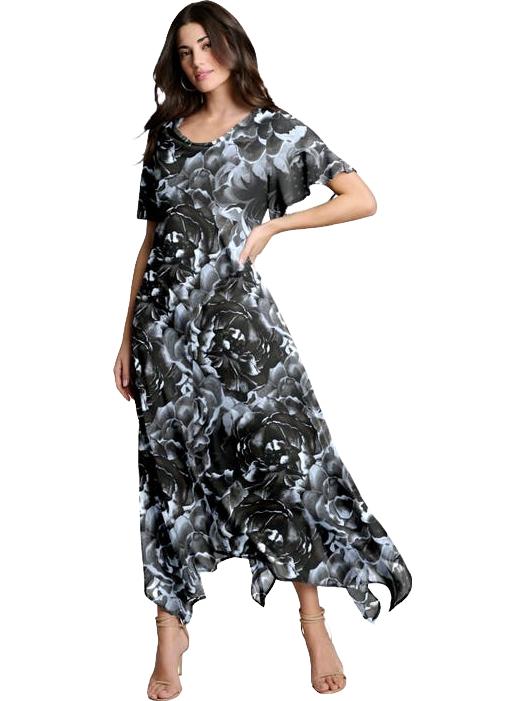 ROAMAN'S Floral Sequin Gown